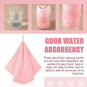 Preboun 100 Pack Washcloths Towel Set Pink Face Cloths Microfiber Baby Wash Cloth Cleaning Cloth Fast Drying Bath Towel Absorbent for Sport Girl Woman 12 x 12 Inches