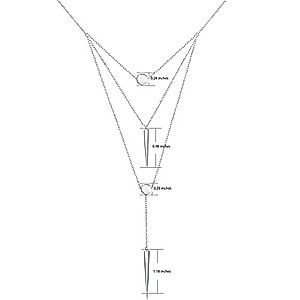 S925 Sterling Silver Multilayer Layered Connected Long Y Triple Pendant Necklace for Women