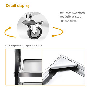 tonchean Large 3 Tier Stainless Steel Cart Kitchen Trolley Cart Serving Cart 37.4 x 19.7 x 37.4 Inch Kitchen Utility Rolling Cart Service Catering Storage Cart with Locking Wheels