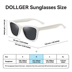Dollger Polarized Sunglasses for Men Women Retro Classic Colorful Gradient Sunglasses White Frame Black Lens