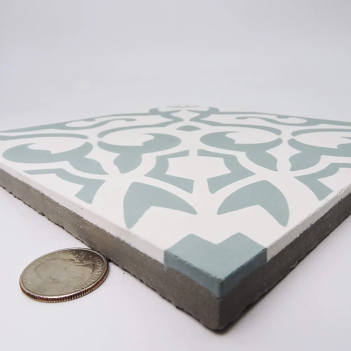 Moroccan Mosaic & Tile House CTP57-01 Atlas Handmade Cement Tile, 8''x 8", Light Green,White