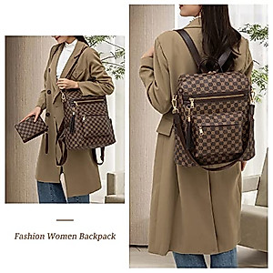 MHX Backpack Purse for Women, Leather Travel Shoulder Bags with Wristlet Tassel (Brown)