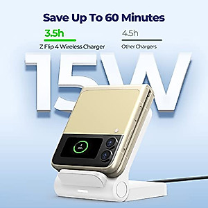 Galaxy Z Flip Wireless Charger Galaxy Z Flip 3 Fast Wireless Charger Stand Compatible with Galaxy Z Flip 4/Z Flip 3/Z Flip, Space Saving, Easy to Carry,White