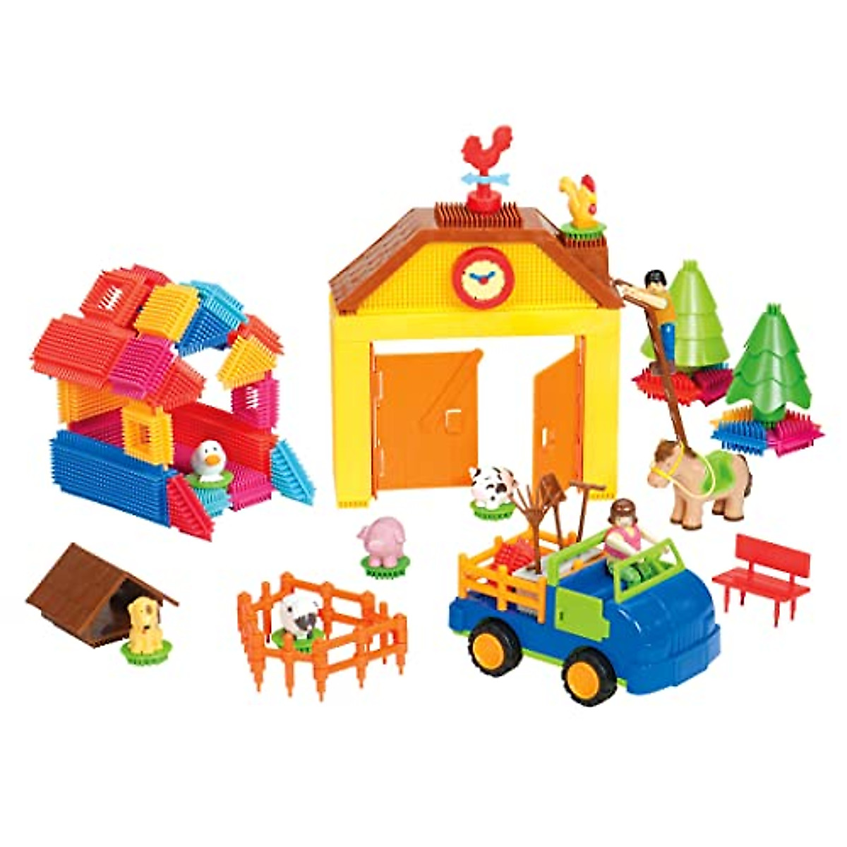 Battat- Bristle Blocks- STEM Interlocking Building Blocks- 67 pc Farm Playset- Developmental Toys for Toddlers & Kid- Barnyard Playset- 2 Years +