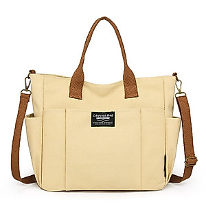 Tote Bag for Women Crossbody Canvas Tote Bag Traveler Handbag Zipper Canvas Tote Bag (khaki)