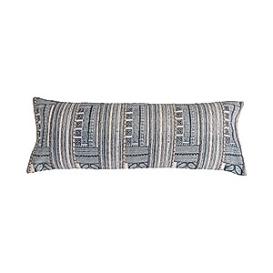 Creative Co-Op Cotton Printed Oversized Lumbar Pillow with Embroidery