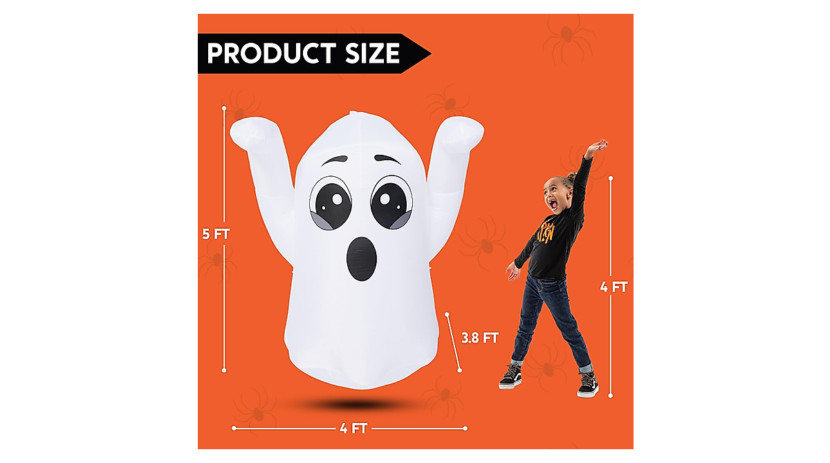 Halloween Inflatable Ghost Decor - 5 Ft with Colorful Lights