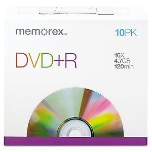 DVD Discs, 4.7GB, 16x, w/Slim Jewel Cases, Silver, 10/Pack 10 CDs in Jewel Cases