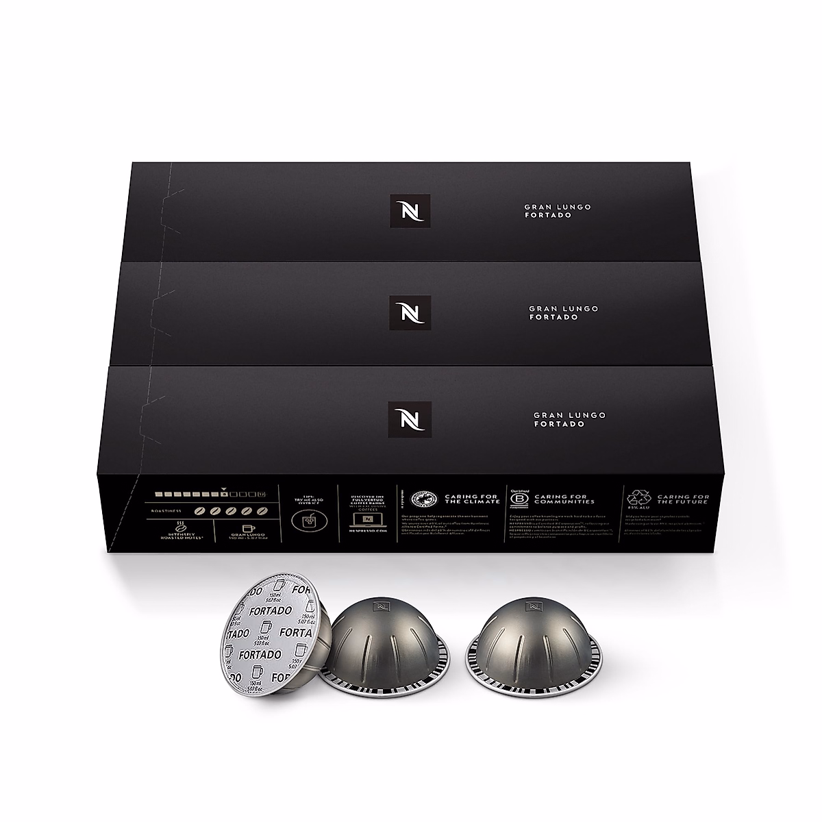 Nespresso Capsules VertuoLine, Fortado Gran Lungo Americano, Dark Roast Espresso Coffee, 10 Count (Pack of 3) Coffee Pods, Brews 5.0 Ounce (VERTUOLINE ONLY)