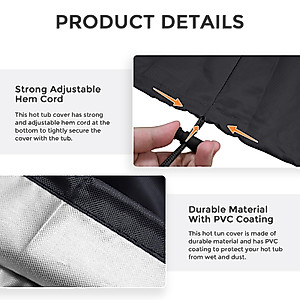 Round Hot Tub Cover 420D Polyester Waterproof Spa Covers for Hot Tub Replacement Outdoor Patio Hot Tub Protector (75" Dx12 H, Black)