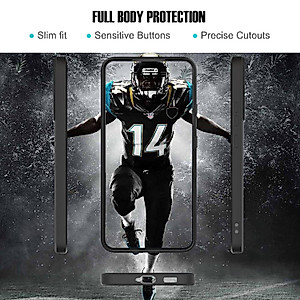 VNGDA Custom Name & Number Phone Case for Samsung Galaxy A15 A14 5G A35 A25 A53 A03S A12 A42 A32 A02S A54 4G, DIY Design Football Player Liquid Silicone Case(Dallas)