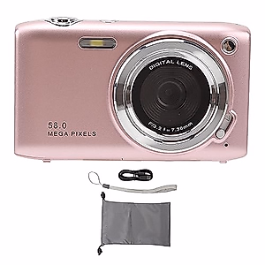 Digital Video Camera, Face Recognition Auto Focus 2.88 Inch Screen 58M 4K Digital Camera 16X for Daily Life (Pink)