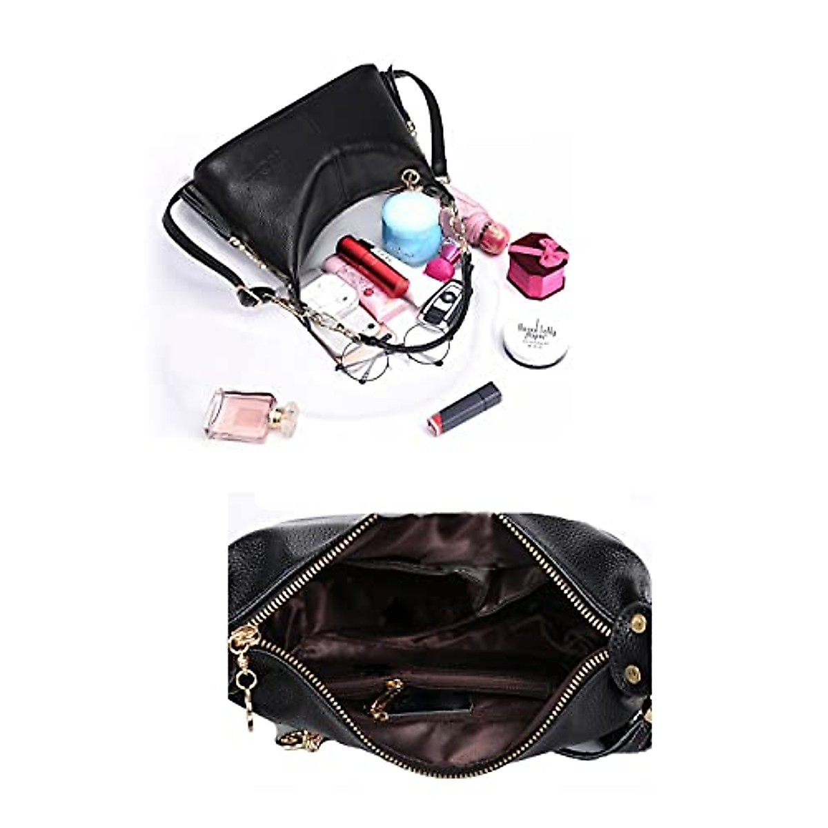 SMALLBLUER Synthetic PU Leather Ladies Tote Hobo Shoulder Middle-aged Women's Crossbody Bags Satchels Purse Clutches-Purple