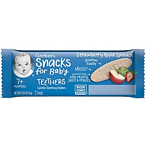 Gerber Snacks for Baby Teethers, Strawberry Apple Spinach, Gentle Teething Wafers, Non-GMO Ingredients, 12 Individually Wrapped 2-Packs/Box (Pack of 3 Boxes)