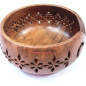 Humaira Nauticals Vintage Rosewood Handmade Wooden Yarn Bowl | Knitting Bowls | Crochet 6"x 3"
