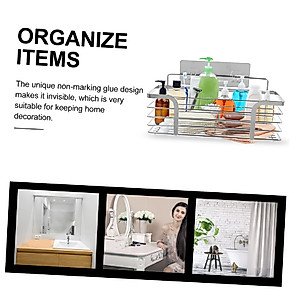 RORPOIR 1pc Stainless Steel Shelf Bathroom Shelf Organizer Shower Organizer Shelf Kitchen Holder Rack Metal Wire Basket Bin Kitchen Sink Holder Sink Drying Holder Sponge Shampoo Rack