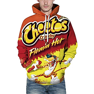 Chaos World Men's Novelty Hoodie Realistic 3D Print Pullover Unisex Casual Sweatshirt(3XL,Leopard Yellow)