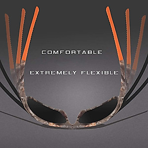 JIANGTUN Camo Polarized Sport Sunglasses UV Protection,Ideal for Driving Fishing Cycling Running, Camo Frame Red Mirror Lens