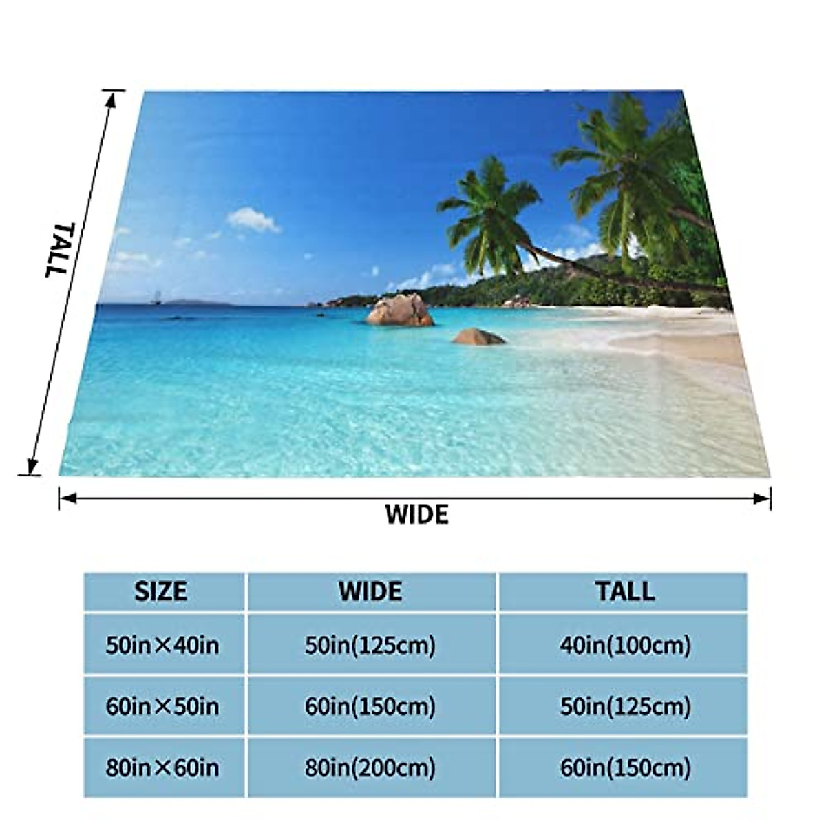 Ultra-Soft Micro Fleece Throw Blanket,Beach and Coconut Trees,Warm Lightweight Decorative Throw Blanket for Bed Couch Sofa Chair Living Room Bedroom 60" x 50"