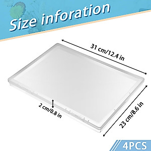 Lemecima A4 Clear File Portable Project Case Plastic Scrapbook Paper Storage Box with Handle Document Case Photo Storage Containers for Magazines Stamps Photos Art Craft,12.4 x 8.6 x 0.8 in(4 Pcs)