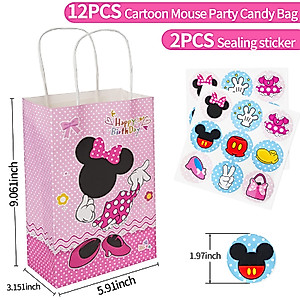 120 Pack Mouse Party Favor Set Cartoon Mouse Theme Party Supplies Includes Party Bags Keychain Silicone Bracelet Nail Stickers Headbands Shoe Decor Perfect for Kids Birthday and Classroom Game Rewards