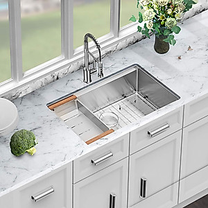 32 Kitchen Sink Undermount Stainless Steel - Sarlai 32 x 19 Inch Kitchen Sink Ledge Workstation Deep Single Bowl 16 Gauge Stainless Steel Under Counter Kitchen Sink Basin