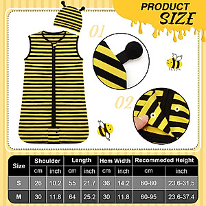 Haysandy 4 Pcs Halloween Newborn Bee Costume Blanket Baby Fleece Sleeping Sack Bee Sleeveless Swaddle Sleep Bag with Zipper(Medium)