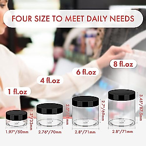 Plastic Containers with Lids 6oz 40Pack, Jaisie.W Empty 6 oz Small Containers with Lids&Labels- Refillable Plastic Jars with Lids -Sugars Scrub Jars/Slime Containers (6 fl.oz, 40Pack)