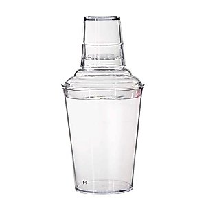 G.E.T. SH-175-1-CL-EC 17.5 Ounces. 3 Piece Shaker Set for Cocktails or Martinis, Clear, Break Resistant Plastic, (Pack of 4)