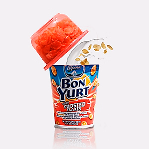 BON YURT ALPINA - Pack of 12, 5.78 Oz - Flip Yogurt with Frosted Flakes Cereal Cups - Breakfast Food Cereals - Kids Yogurt - Yogurt with Toppings