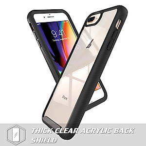 LUCKYCAT iPhone 7/8 Plus Case (5.5") with 2 Tempered Glass Screen Protectors, Shockproof Clear Multicolor Bumper - Black