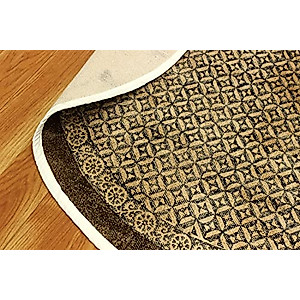 Casavani Indian Handmade Area Rug Geometric Brown & Beige Round Area Dhurrie Best Uses For Garden Yoga Mat Rugs For Kids Room,Bedroom,Dining Room,Balcony,Kitchen For 3x3 4x4 5x5 Feet 8x8 Feet Round