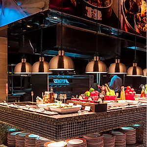 KOUWO Hanging Food Heat Lamp Overhead Food Lamp Warmer Food Light (Dia 29CM(Copper))