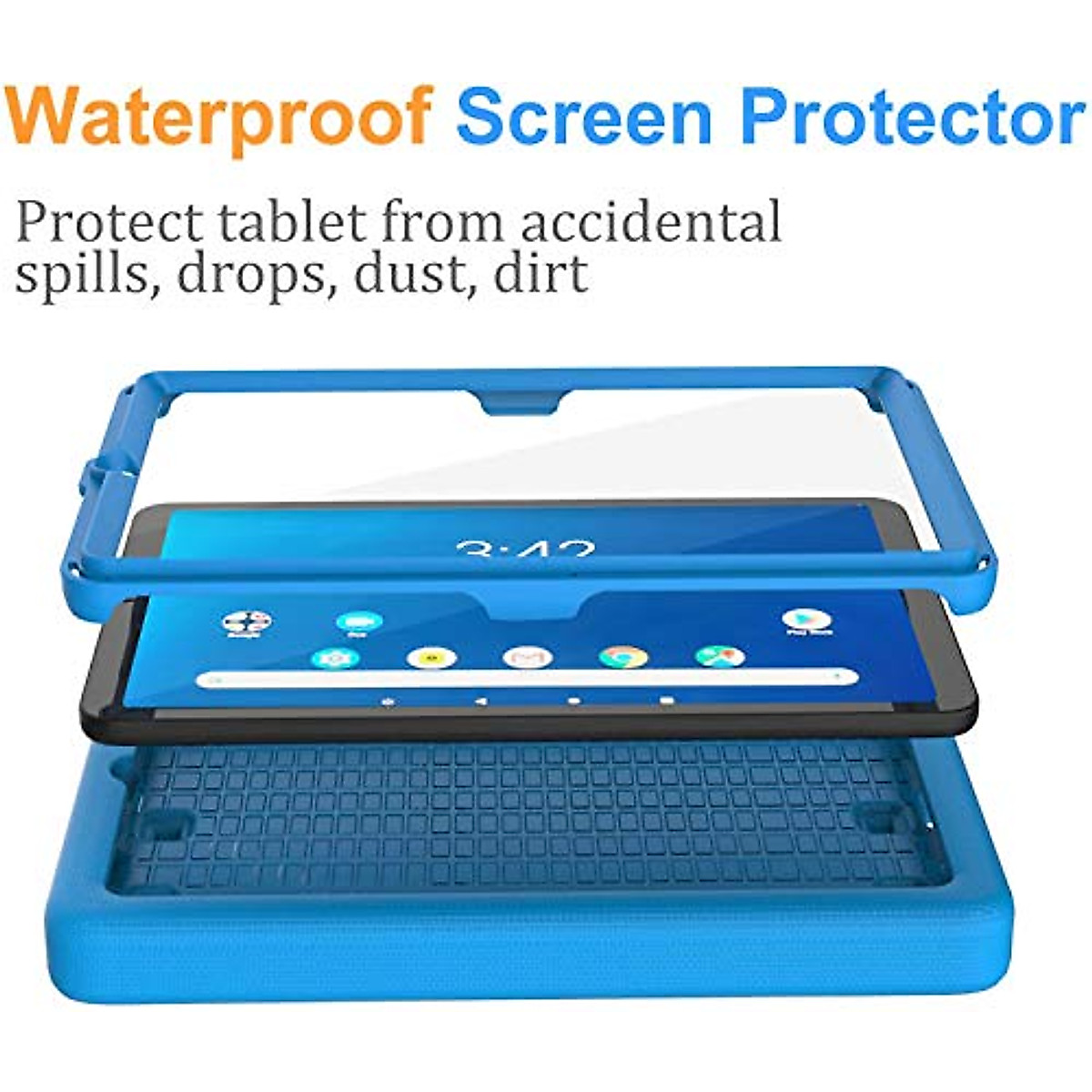 BMOUO Kids Case for Onn 7 inch Tablet 2020/2019 (Model: 100005206/100015685), with Built-in Screen Protector, Shockproof Light Weight Handle Stand Case for Surf Onn 7" Android Tablet, Blue