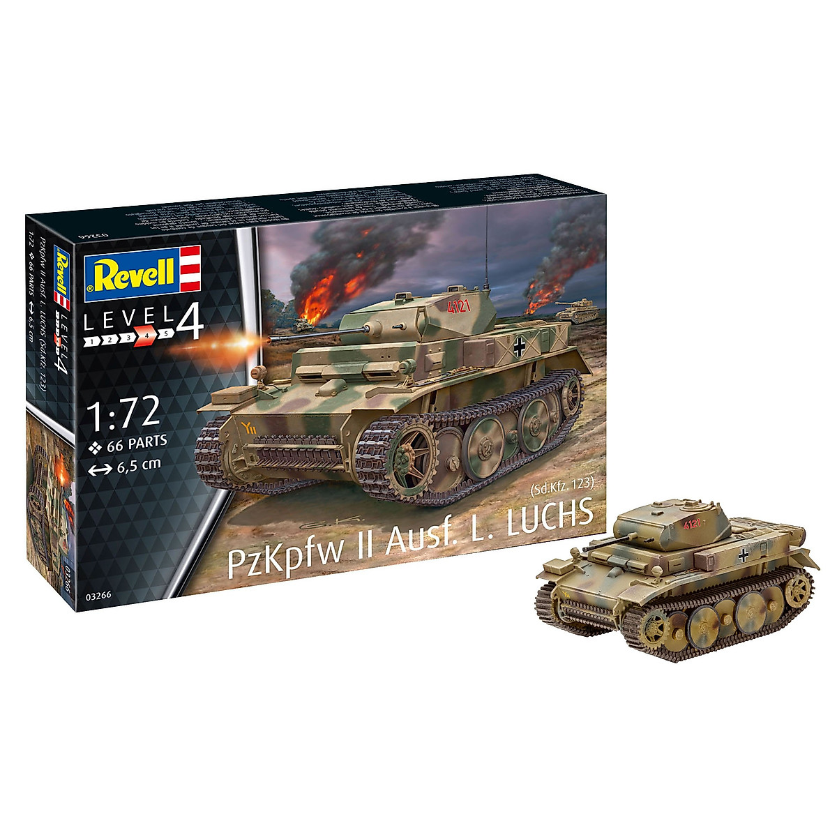 Revell RV03266 03266 Pzkpfw II Ausf. L. 'Luchs' (Sd.Kfz.123) 1: 72 Scale Model Kit, Various