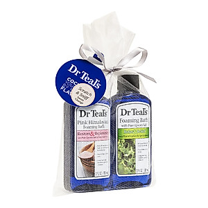 Dr Teal's Foaming Bath Holiday Gift Combo Pack (6 fl oz Total): Restore & Replenish with Pink Himalayan Salt and Relax & Relief with Eucalyptus and Spearmint. Treat Your Skin, Senses, and Stress