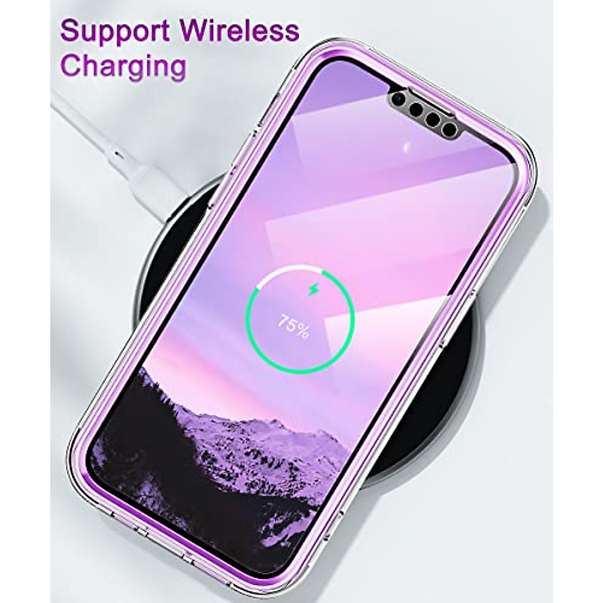 Hocase for iPhone 14 Plus Case, (with Built-in Screen Protector) Shockproof Slim Soft TPU+Hard Plastic Full Body Protective Case for iPhone 14 Plus (6.7" Display) 2022 - Watercolor Marble