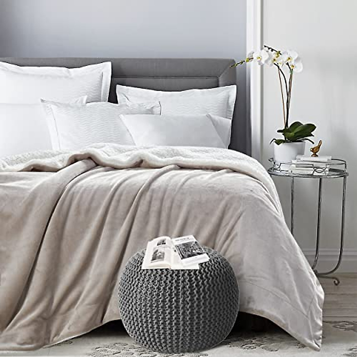 Thesis Sherpa Fleece Throw Blanket for Couch Linen Throw Blanket – Fuzzy Cozy Warm Sherpa Blanket Throw, 50x60 Inches