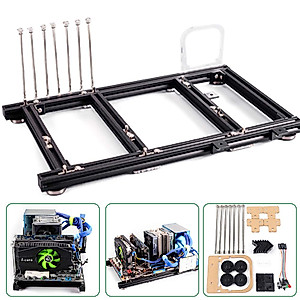 ATX PC Motherboard Case Frame, Aluminum 7 PCI Bit Open Air Case Bare Air Water Cooling Fan Stand Chassic Test Bench Rack GDAE10 Computer Board Overclocking Heat Dissipation Graphics Card Support Black