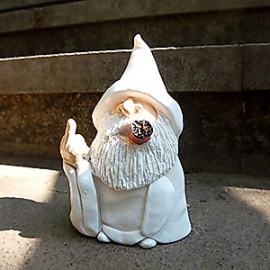 Funny Naughty Gnomes ,Christmas Decorations,Middle Finger Smoking Wizard Gnome Paint Your Own 6.29 in Garden Lawn Gnome Yard Gnomes Figurine for Garden Decorations