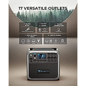BLUETTI Portable Power Station AC200P, 2000Wh LiFePO4 Battery Backup w/ 6 2000W AC Outlets (4800W Peak), Solar Generator for Outdoor Camping, RV Travel, Home Use (Solar Panel Not Included)