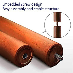 Gcnobaem Wooden Tree Coat Rack with 3 Adjustable Sizes, 8 Hooks, Super Easy Assembly NO Tools Required, Free Standing Solid Coat Hanger Stand for Clothes, Garment, Hats, Accessories (Dark Walnut)