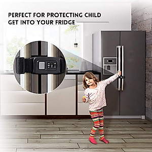 Child Safety Refrigerator Door Lock, Baby Kids Multi-Functional Cabinets Latches, Fit Closed Handle Cabinets, Fridge, Kitchen, Oven (Regular)