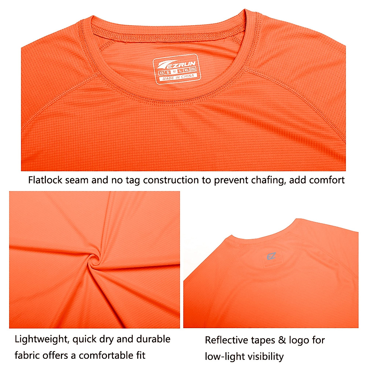 Men's Dry Fit Moisture Wicking Athletic T-Shirt Short Sleeve Workout Running Shirts for Men(Orange,XL)
