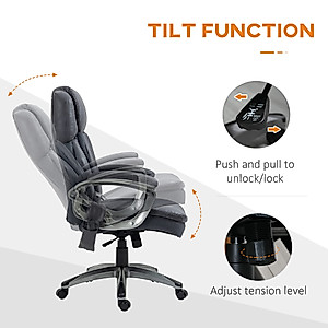 Vinsetto Big and Tall Strong Vibration Massage Office Chair, Swivel Microfiber High Back Chair, Computer Chair with Adjustable Height, 400 lbs, Black