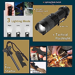 ABPIR Survival Kits, Gifts for Christmas Men Dad Husband Him, 13 in 1 Survival Gear and Equipment Tactical Tools for Camping Hiking Hunting Outdoor Adventure, Cool Birthday Idea