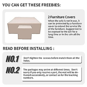 WAROOM 5 Pieces Patio Furniture Set PE Wicker Outdoor Brown Rattan Sectional Sofa Loveseat Couch Conversation Chair with Storage Bin Coffee Table and Propane Fire Pit, Anti-Slip Grey Cushion