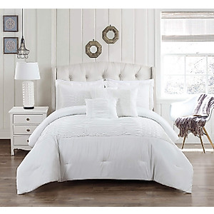 Kensie Geonna Pintucked Duvet Set, Twin, White