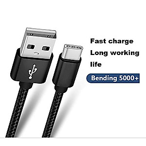 RoFI USB Type C Cable, [2Pack] 2FT USB C Cable Nylon Braided Fast Charging for Galaxy S10 S9 S8 Plus Note 9 8, Pixel, Moto Z, LG V30 V20 G5, Xperia, Switch and More (Black, 2 FT)