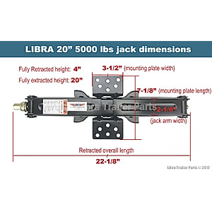 LIBRA Set of 4 5000lbs 20" RV Trailer Stabilizer Leveling Scissor Jacks w/Handle & Power Drill Socket & Mounting Hardware 26036